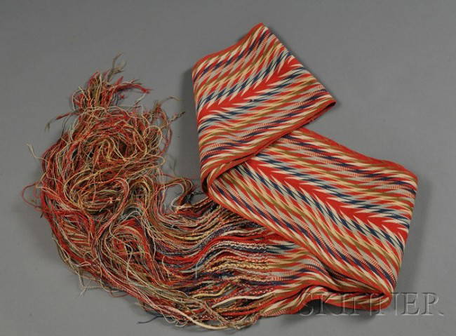 Multicolor Wool Assumption Sash, C. Mid 19th Centu
