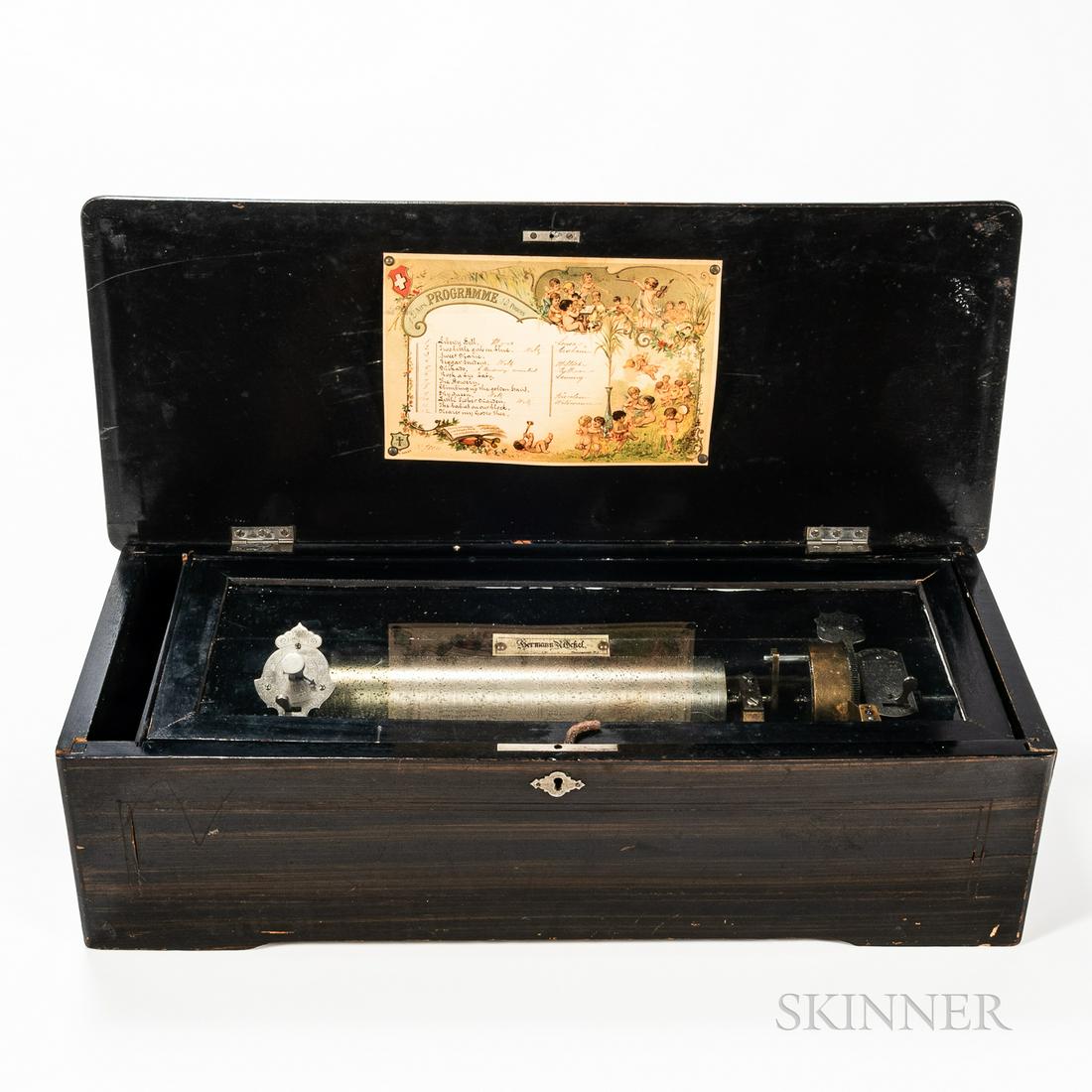 Wooden Cylinder Music Box, 19th Century, The Lid And