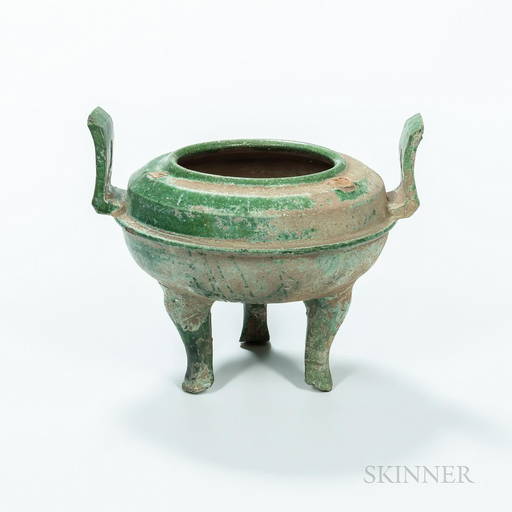 Green-glazed Pottery Ding Vessel, China, possibly Han dynasty ...
