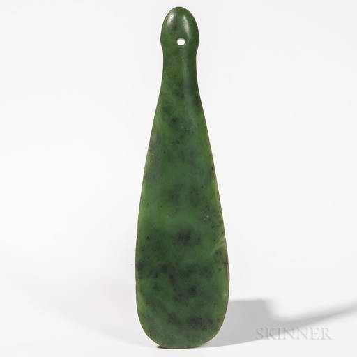 Maori Greenstone Club, Mere, 19th Century, Pounamu Mere, With The Butt ...