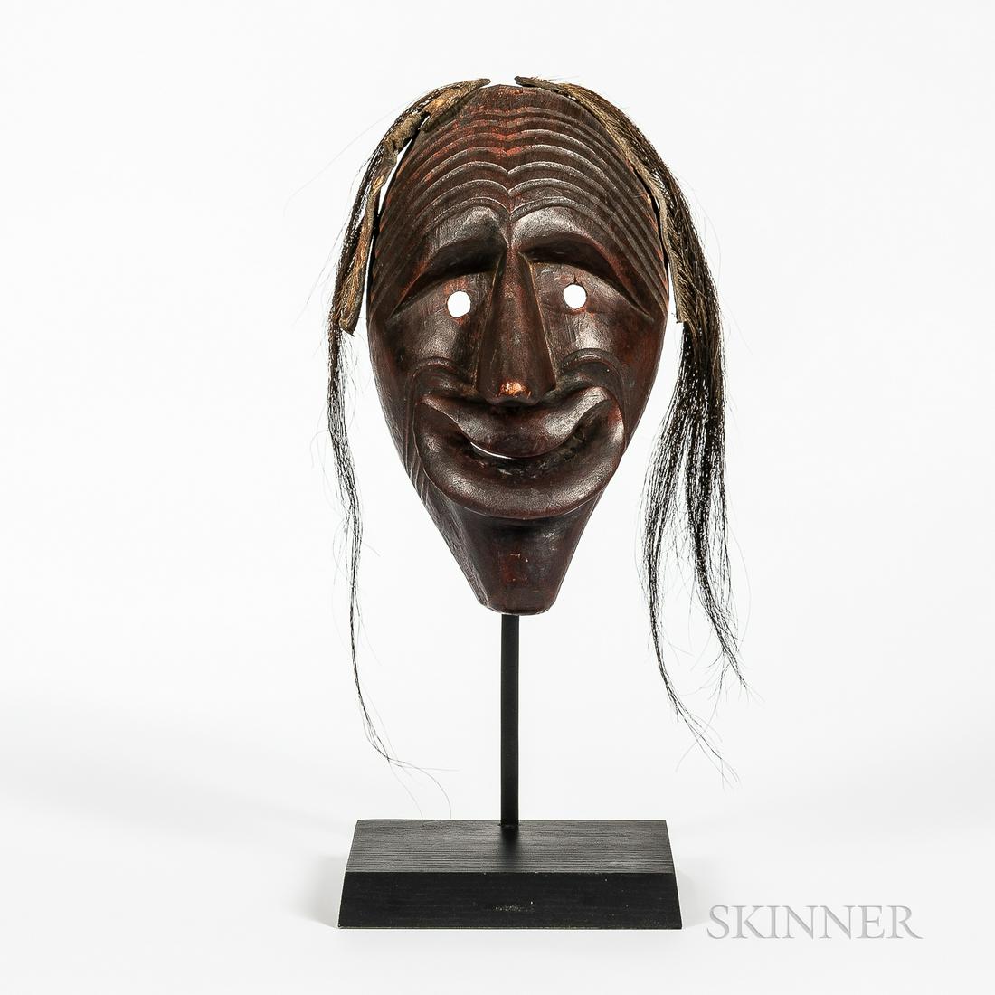 Northeast Painted Wood Mask, Iroquois, late 19th century, "False Face ...