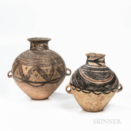 Two Painted Pottery Funerary Jars, China, Neolithic period, Banshan ...