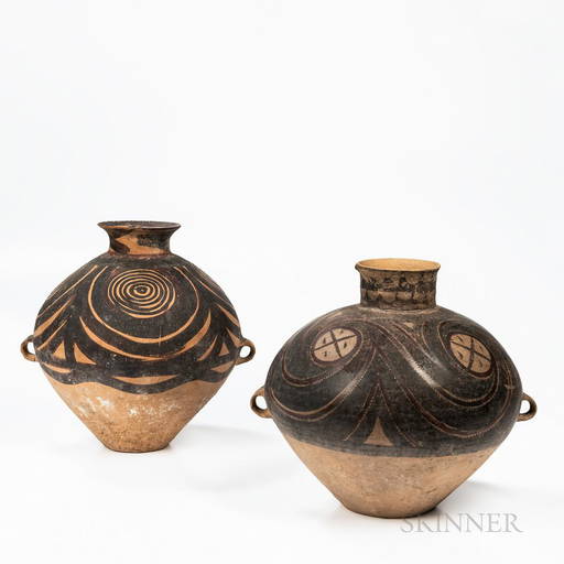 Two Painted Pottery Funerary Jars, China, Neolithic period, Banshan ...