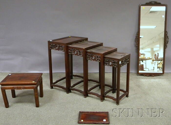 Four Asian Carved Hardwood Nesting Stands, A Carve