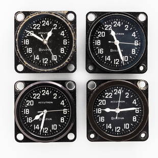 Five Bulova Accutron Military Cockpit Clocks