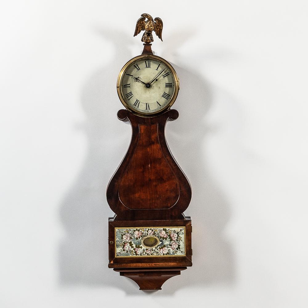 Wood Front Mahogany "lyre" Clock