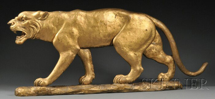 4: Carved and Gilded Catamount Figural Tavern Sign, pro