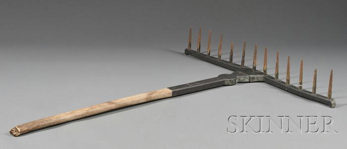 Painted Wooden Rake, America, L9th Century, Mortis