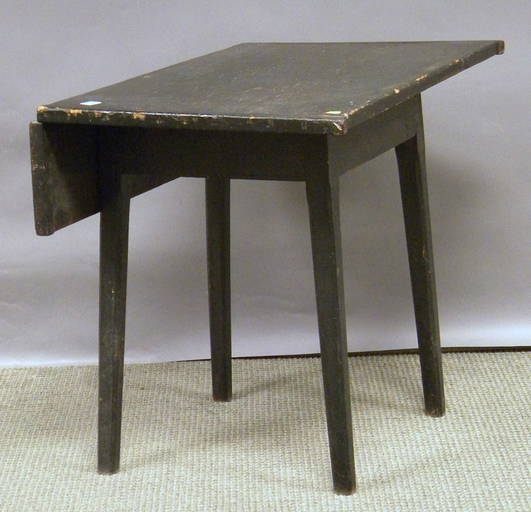 Black Painted Country Breadboard Top Table With Si