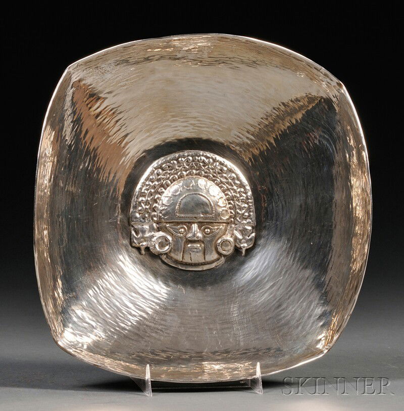 J. Tavara Silver Bowl .925 Silver Peru Four Arched Sides With Tooled ...