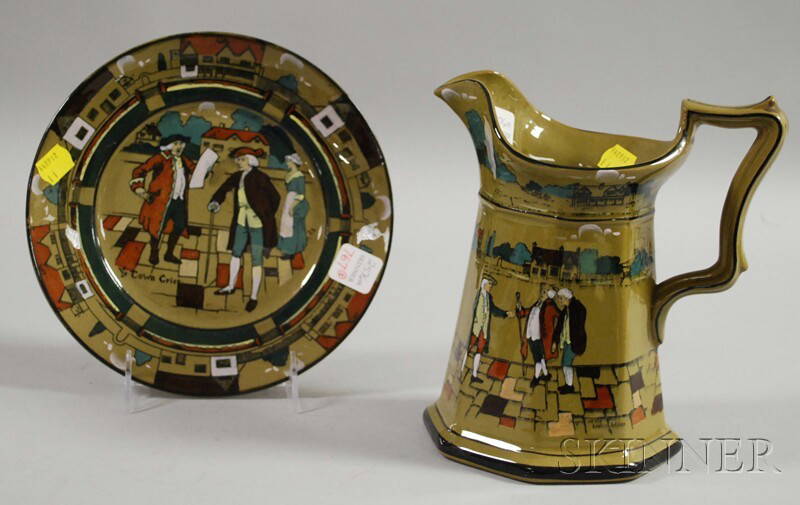 Buffalo Pottery Deldare Ware Plate And Pitcher, 19