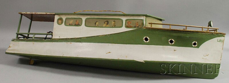 Painted Wooden Boat Model Of The Cabin Cruiser "l