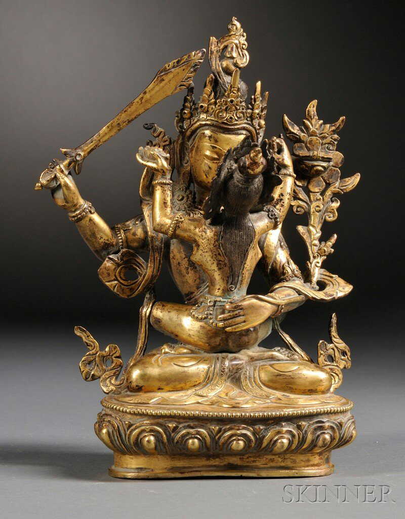 Gilt Bronze Yab Yum Group Tibet The Couple In An Amor