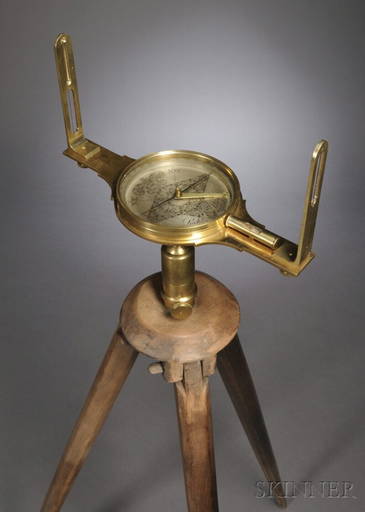 Richard Patten Brass Surveying Compass And Tripod,