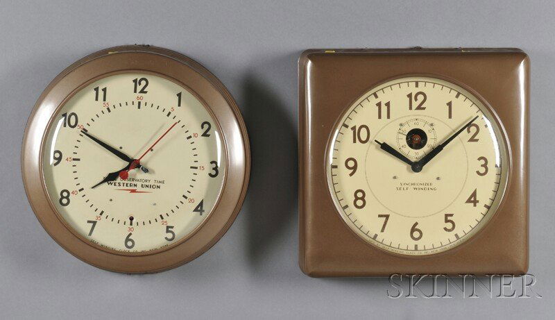 326: Two Self Winding Clock Co. Clocks, New York, One r - Jun 02, 2012 | Skinner in MA