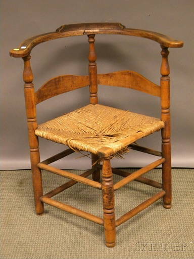 Maple Roundabout Chair With Woven Rush Seat.