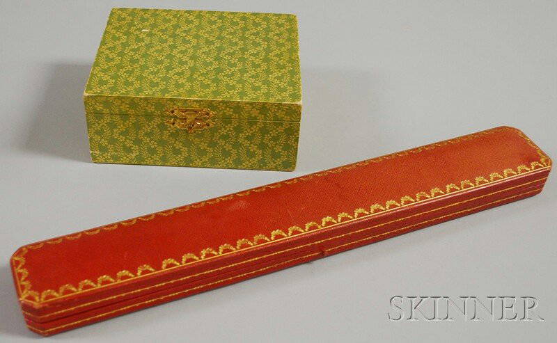 Two Cartier Boxes, A Long Classic Red Leather Neck
