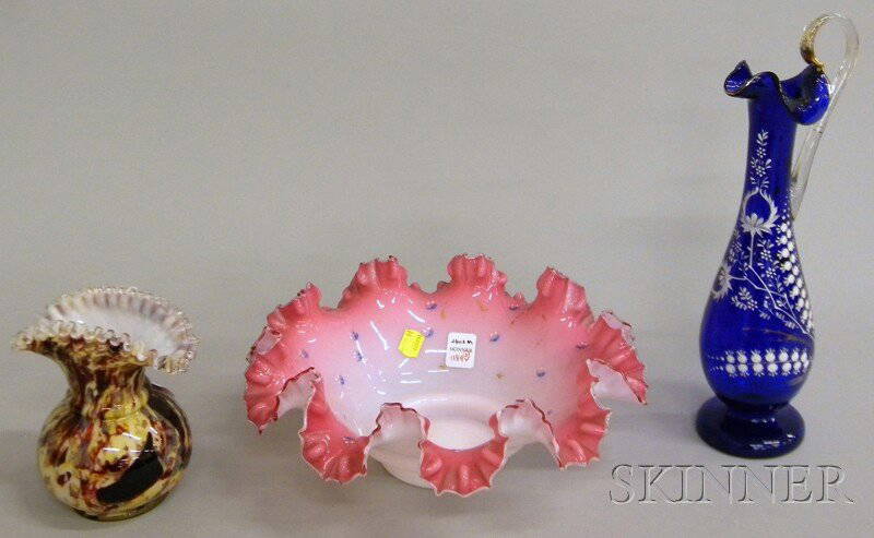 Three Pieces Of Late Victorian Art Glass, An End O