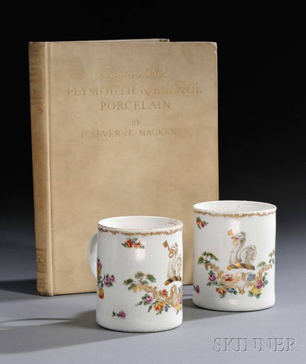 Pair Of Cookworthy's Plymouth Porcelain Mugs, Englan