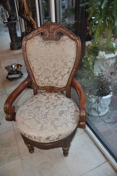 6 Swivel Dining Arm Chairs With Gold Accents By Alco