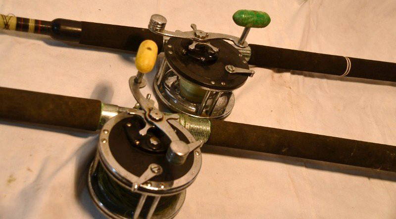 Two Deep Sea Fishing Poles / Rods With Penn Reels