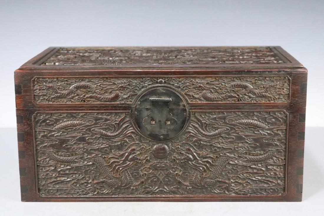 A Carved Rosewood Rectangular Box