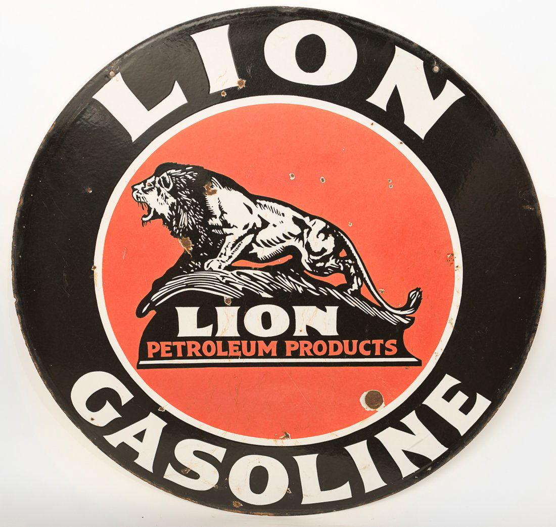 Lion Gasoline Porcelain Sign