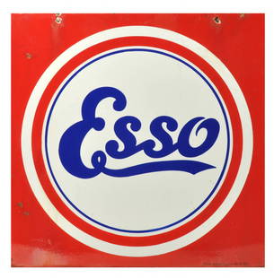 Large Esso Sign Porcelain Double Sided