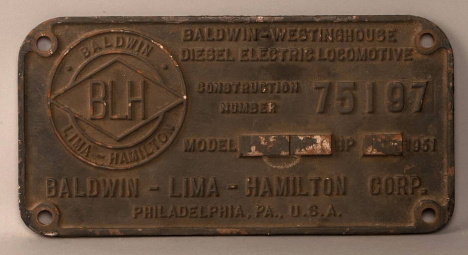 Prr 2000a Rf 16a Diesel Locomotive Builder's Plate