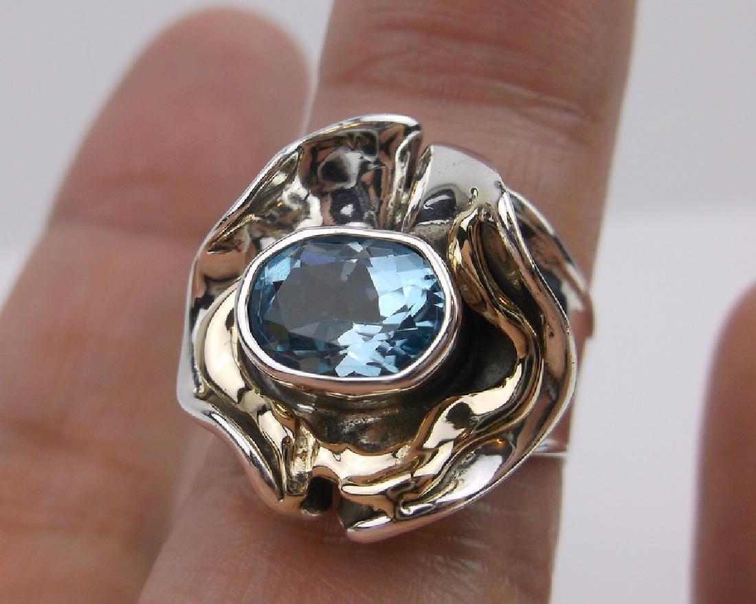 Hagit Gorali Israel 14k Gold Sterling Ring 7.5 Topaz