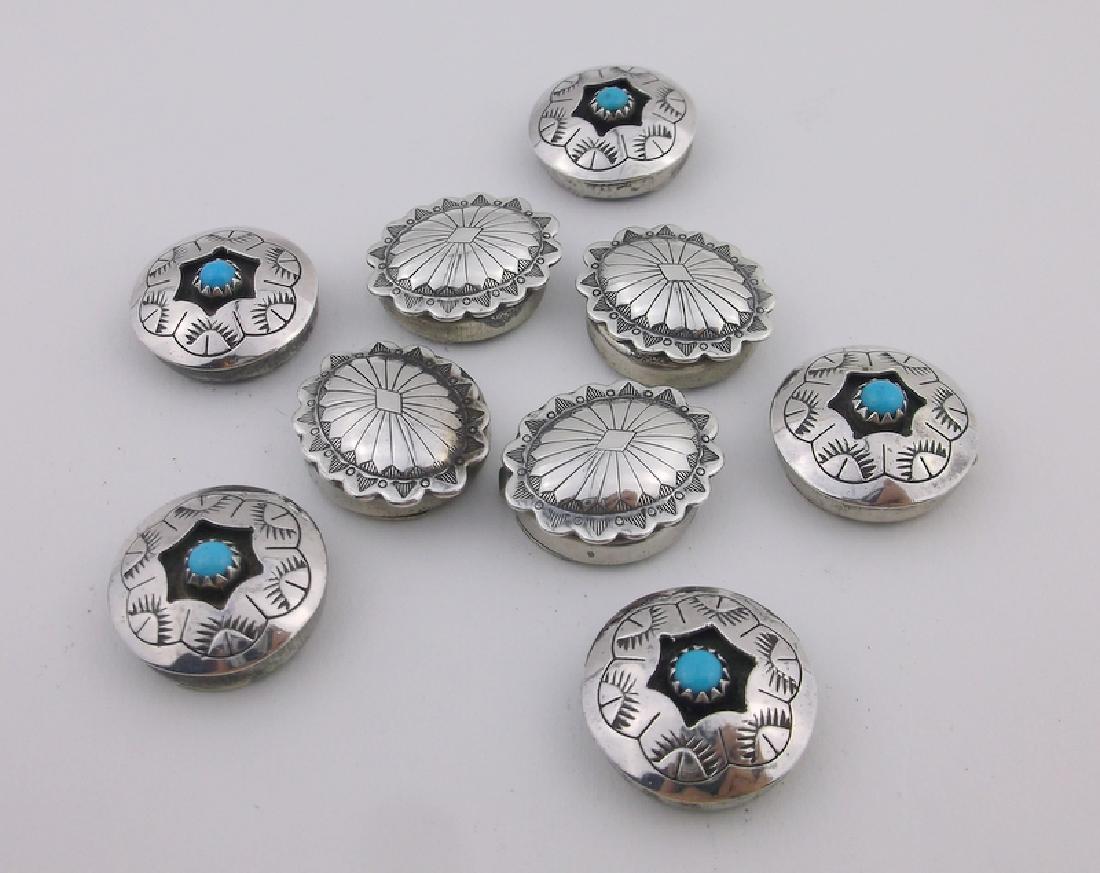 Incredible Navajo Sterling Turquoise Button Covers Set