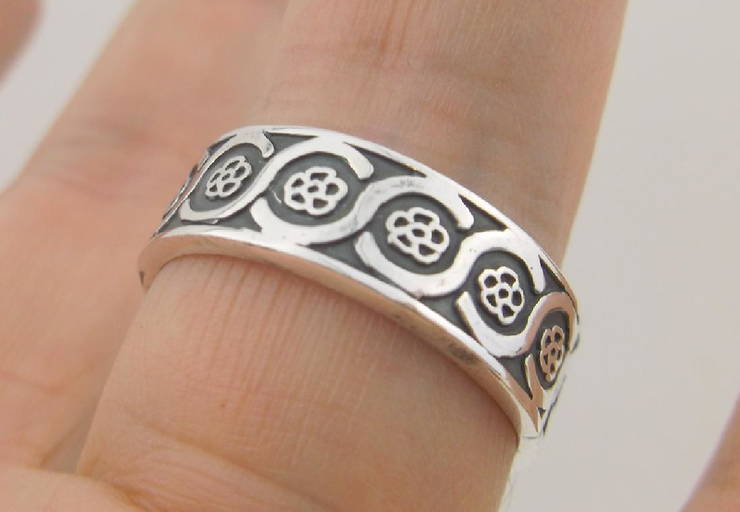 Stunning Vint Mens Sterling Silver Taxco Ring 12