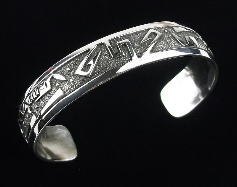 For Auction: Navajo Jerry Begay Sterling Storyteller Cuff Bracelet ...