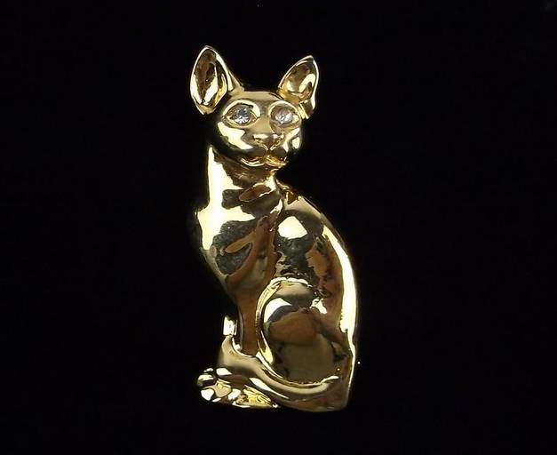 Mint Vintage Rhinestone Cat Brooch