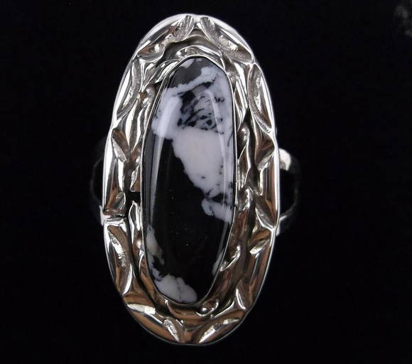 Big Navajo Susan Yazzie Sterling White Buffalo Ring 12