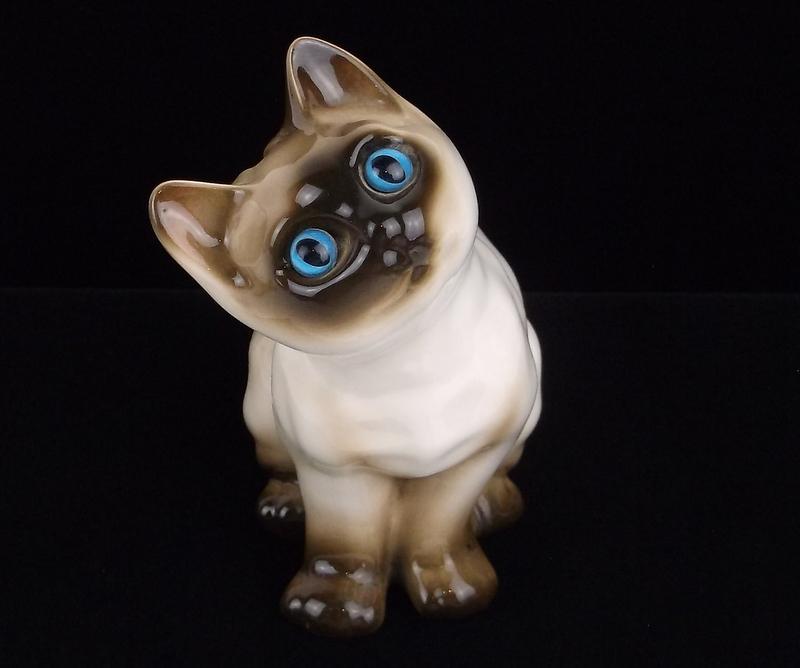 Mint Vint Siamese Cat Porcelain Bank Stunning Eyes Auction