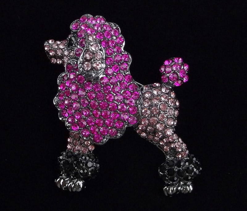 Mint Enameled Rhinestone Poodle Dog Brooch Auction