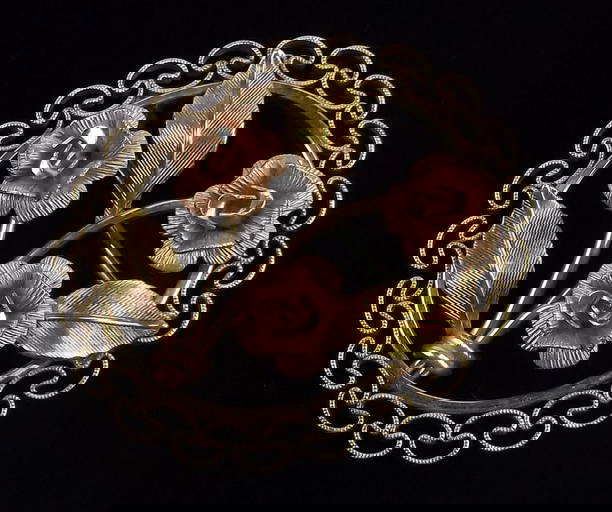 Stunning Vint 1960s Krementz Rose Brooch