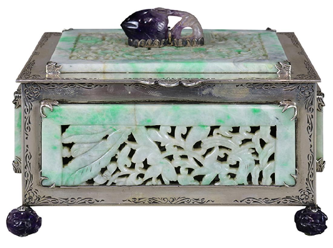Edward Farmers Silver and Jadeite Box