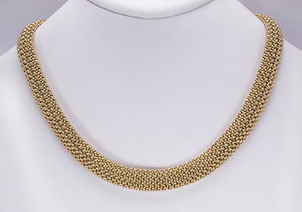 14k Yellow Gold Mesh Necklace