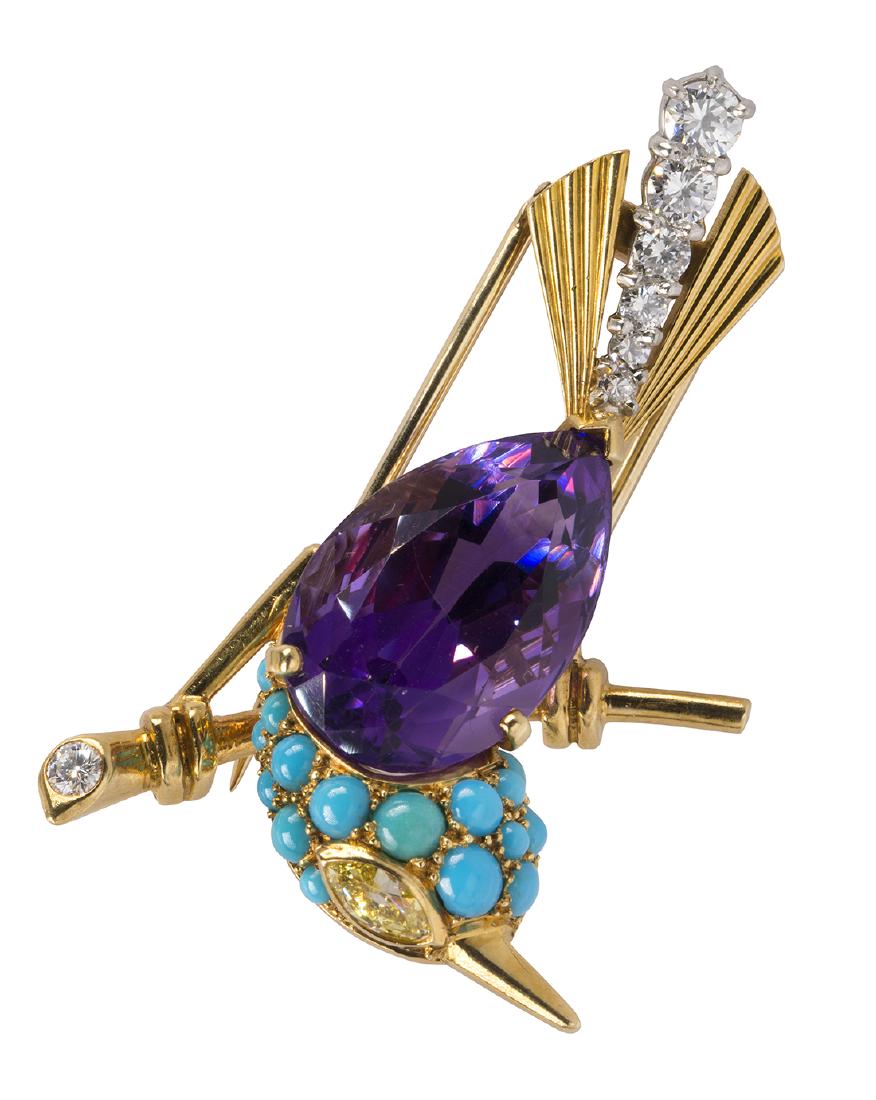Cartier amethyst, turquoise, diamond, and 18k yellow