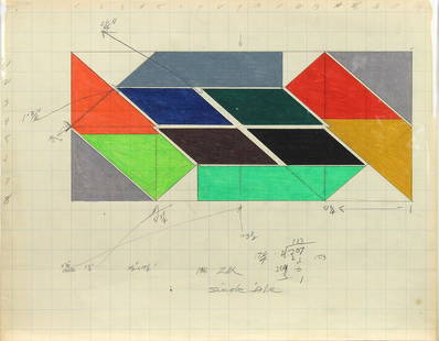 Larry Zox Drawing On Graph Paper 1966 "due East"