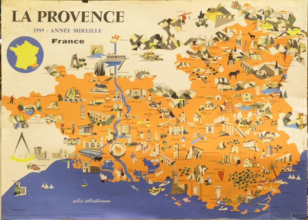 2424: vintage poster Provence France map