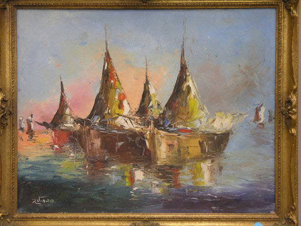 R. Viard, Oil, Boats