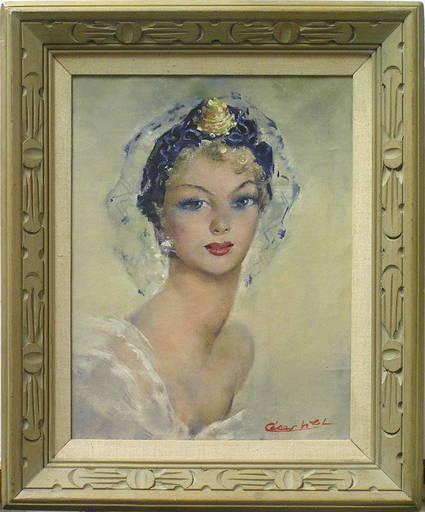 Painting Cesar Vilol French Portrait