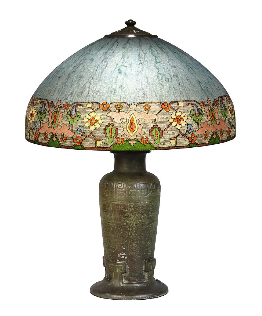 Handel reverse painted table lamp