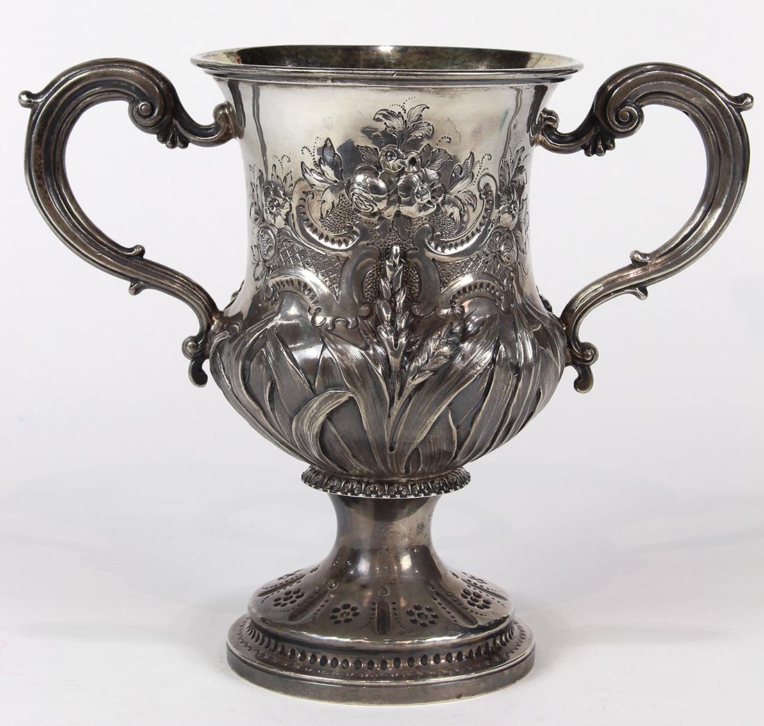 Early Victorian sterling silver double handled urn