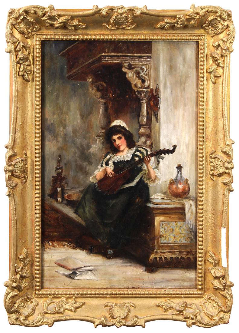 Painting, Lady Playing Mandolin