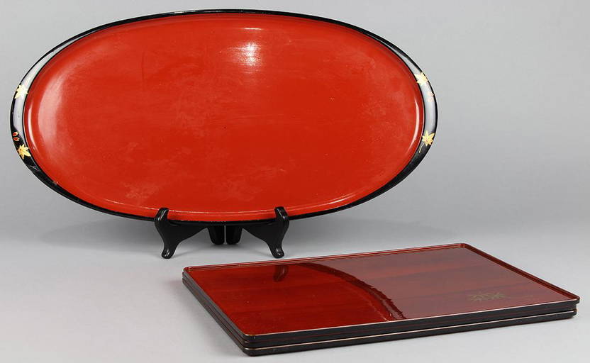 Japanese Vermilion Lacquered Trays