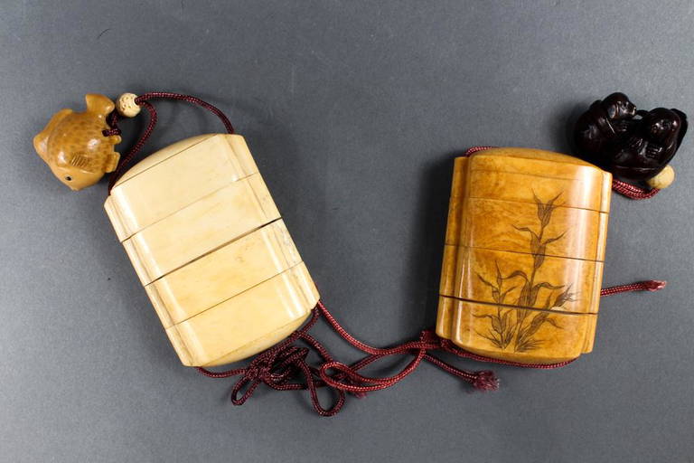 Japanese Two Four Case Bone Inro